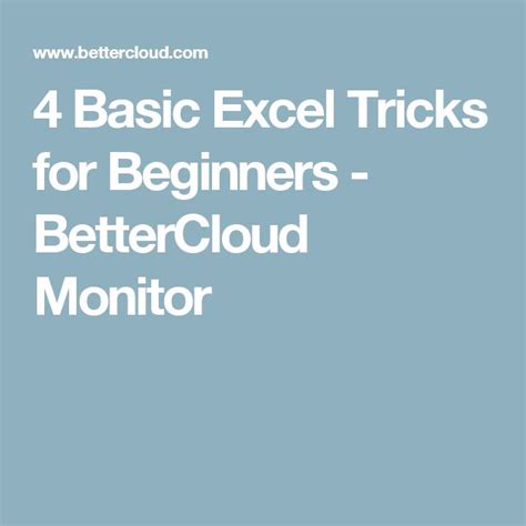 4 basic excel tricks for beginners bettercloud monitor monitor