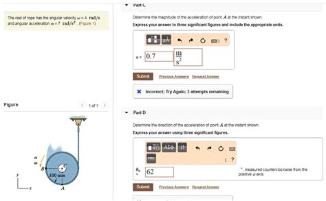 Solved The Reel Of Rope Has The Angular Velocity Ï‰ 4 Rad S And Angular Acceleration Î± 7