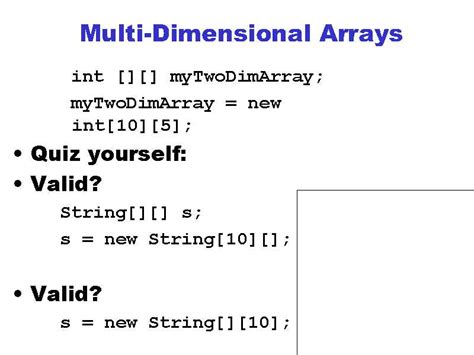 Multi Dimensional Arrays