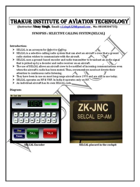 Thakur Institute Of Aviation Technology Vinay Singh Synopsis