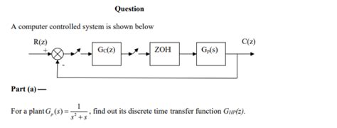 Solved A Computer Controlled System Is Shown Below Part A