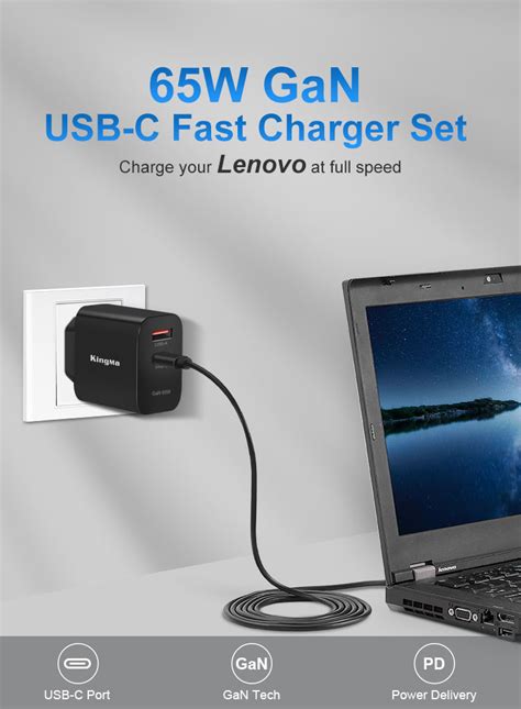 Kingma 65w Gan Usb C Fast Pd Charger With 7 9 5 5mm Round Tip Connect To Usb C Charging Cable