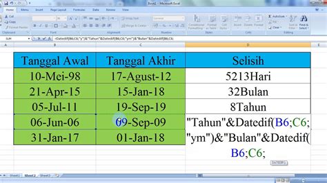Rumus Excel Cara Menghitung Jumlah Bulan Menjumlah Atau Mengurangi