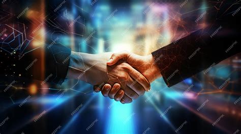 Premium Photo Concept Internet Handshake Over Internet Network Stock
