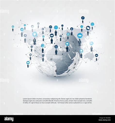 Internet Of Things Cloud Computing Design Concept With Icons Global Digital Network