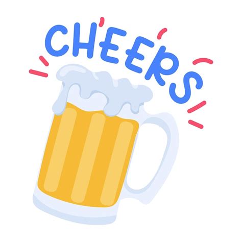 Chope De Bière Indiquant Les Acclamations Icône Plate Vecteur Premium