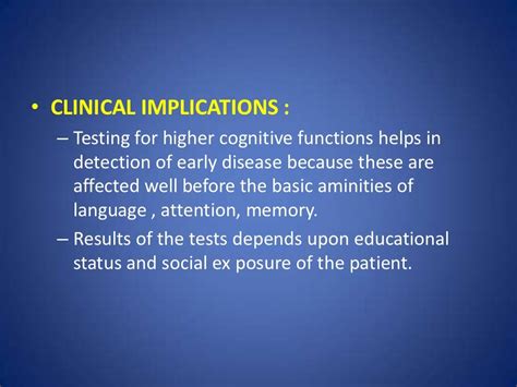 Higher Cognitive Functions