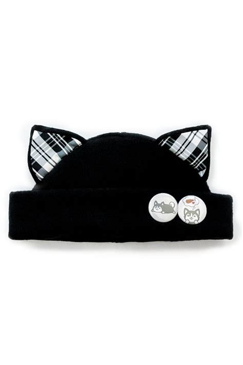 Cat Kitty Fleece Hat Anime Cosplay Punk Jrock White Plaid Etsy