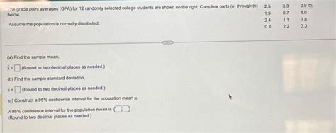 Solved The Grade Point Averages GPA For 12 Randomly Chegg Com