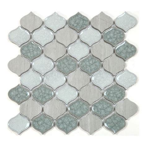 Mosaic Crackle Glass Tile Arabesque Shape Mediterranean Mosaic Tile