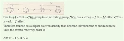 Identify the correct order of reactivity in electrophilic substitution reaction of the following ...