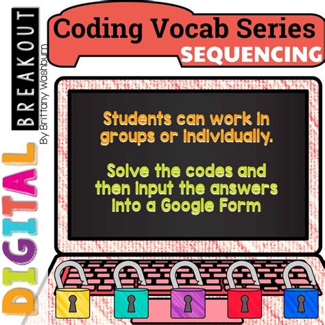 Coding Vocab Digital Breakout Sequencing Vocab Coding Technology Skills
