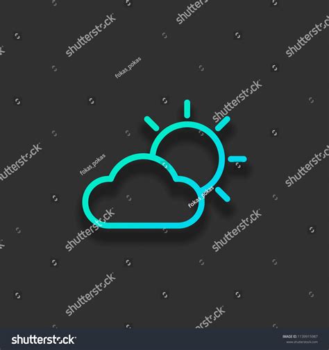 Sun Cloud Weather Symbol Linear Icon Stock Vector Royalty Free