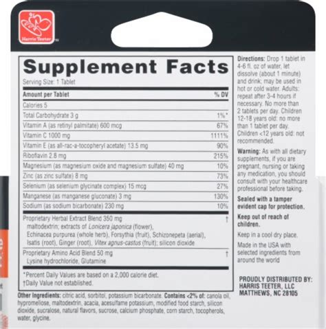 Harris Teeter Immune Support Orange Effervescent Tablets 10 Ct