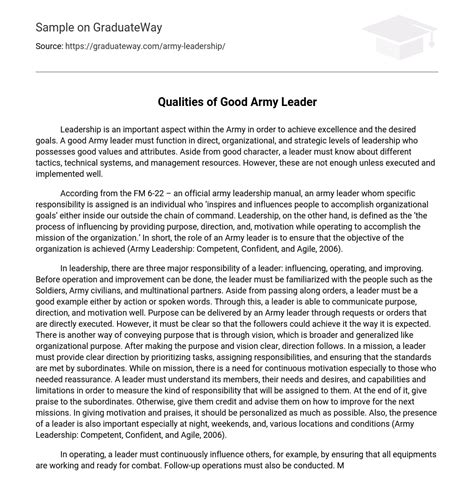 Army Leadership Essay Examples Sitedoct Org