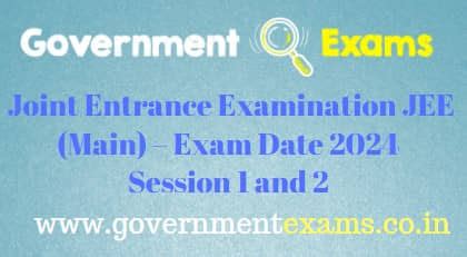 JEE Main Exam Date Government Exams