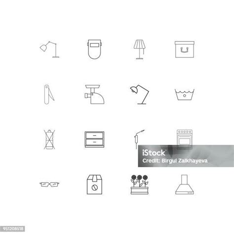 홈 기기 및 장비 간단한 선형 아이콘 설정합니다 개요 벡터 아이콘 고기 분쇄기에 대한 스톡 벡터 아트 및 기타 이미지 고기 분쇄기 금속 산업 디자인 Istock