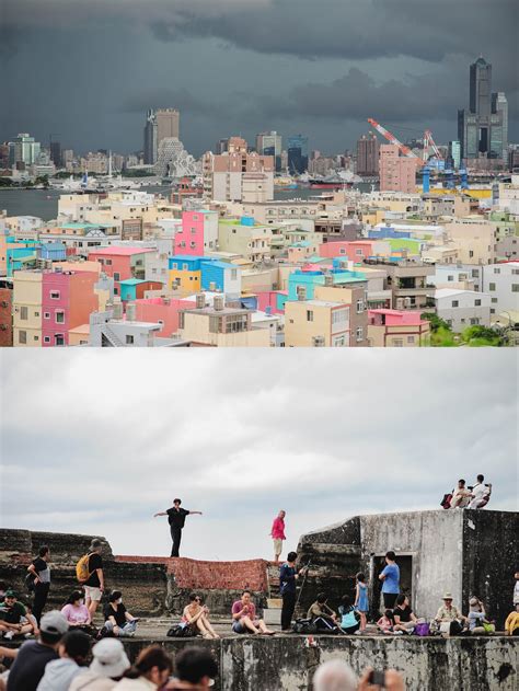 站在古建築物上 望向遠方的高雄市區 85大樓已被烏雲籠罩 有種山雨欲來風滿樓的意味 如果當時離開的話 後來也就不會全身淋濕 波麗露相當難得在旗