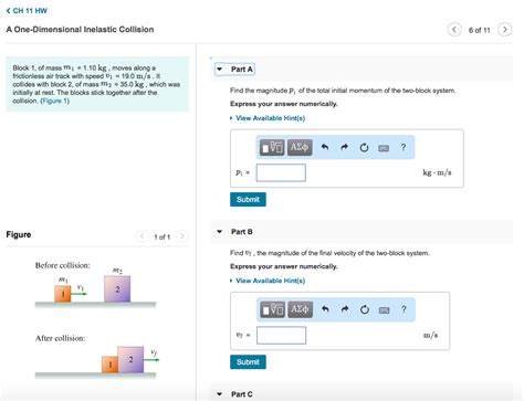 Solved 〈ch 11 Hw A One Dimensional Inelastic Collision 6 Of