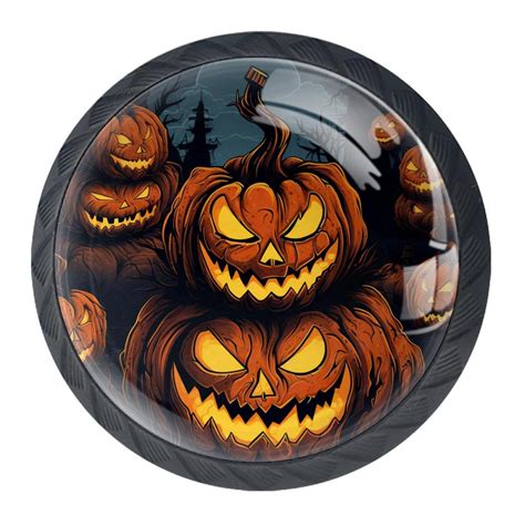 4 Pcs Halloween Pumpkin Knobs For Kitchen Cabinet Cupboard Dresser