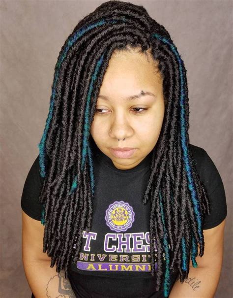 Locs With Turquoise Highlights New Natural Hairstyles Faux Locs Hairstyles African Braids
