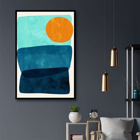 Geometric Orange Blue And Green Abstract Art Designity Art