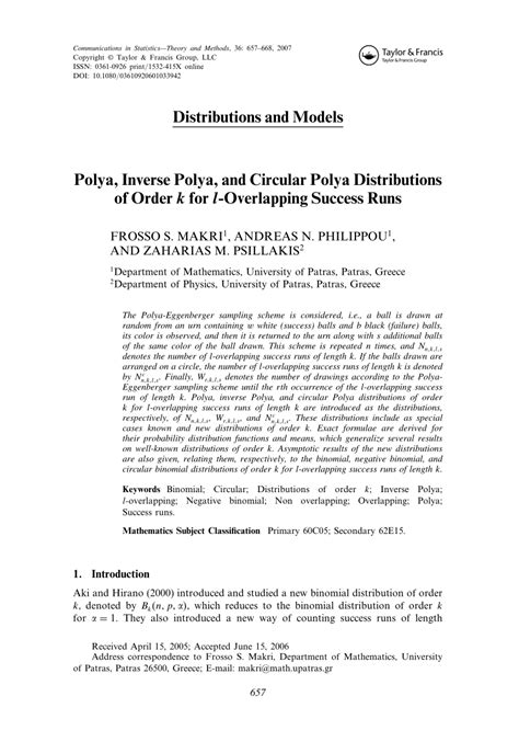 Pdf Polya Inverse Polya And Circular Polya Distributions Of Order K For L Overlapping