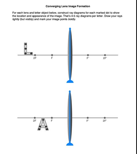 Converging Lens Image Formation For Each Lens And Letter Object Below Construct Ray Diagrams