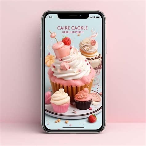Premium Ai Image Mobile App Layout Design Of Cake Delivery With Whimsical And Dessert Themed