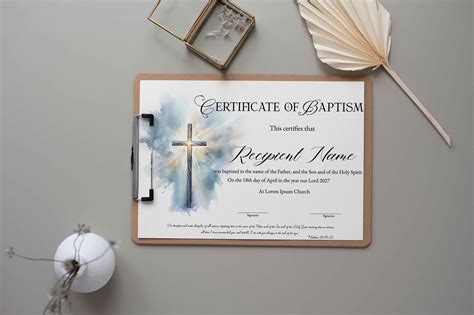 Editable Baptismal Certificate Printable Minimalist Certificate Of