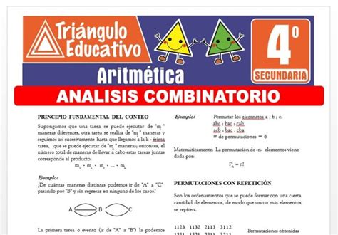 Análisis Combinatorio Para Cuarto De Secundaria Fichas Gratis