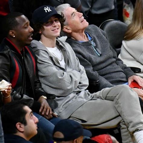 Timothee Chalamet And His Father Marc Chalamet Attend A Basketball Game Between The Los Angeles