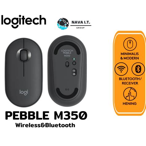 Logitech Pebble M350 Black Wirelessandbluetooth เม้าส์ไร้สาย รับประกัน