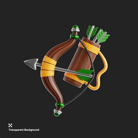 premium psd archers bow and arrow 3d illustration for game asset