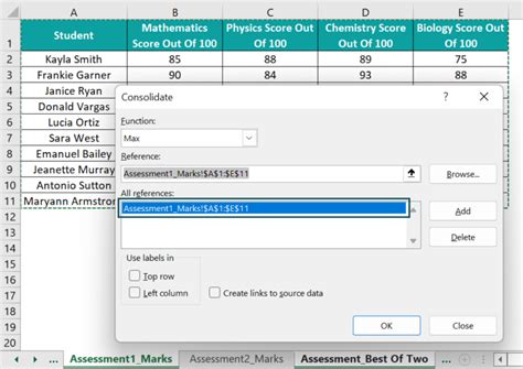 consolidate function in excel formula examples how to use