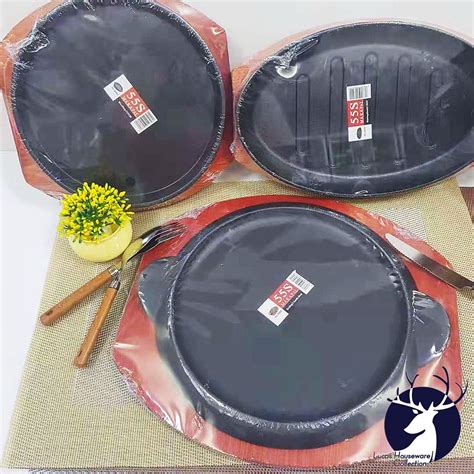 Sizzling Plate With Wooden Base Sizzling Plate Round Cast Iron