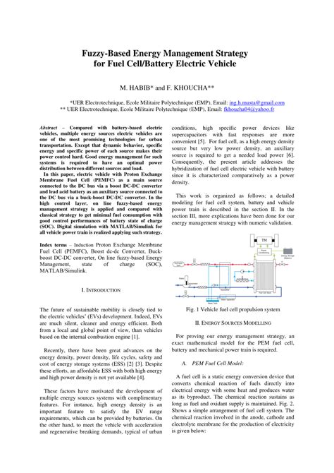 pdf fuzzy based energy management strategy for fuel cell battery