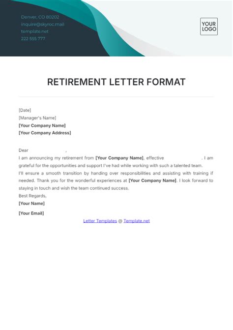 Free Printable Retirement Letter Template