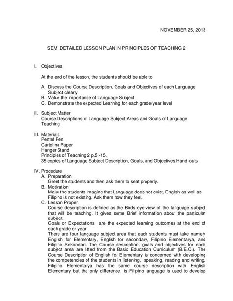 Semi Detailed Lesson Plan Lesson Plan Examples Englis Vrogue Co