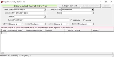 Import Journal Entries Frontline Documentation