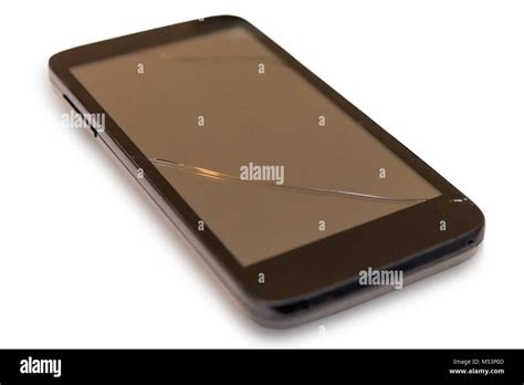 Broken Touch Screen Of Modern Smart Phone Full Length Angled View Stock Photo Alamy