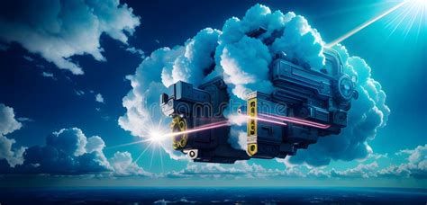 Illustration Concept Of Cloud Computing Service Future Data Storage Computing Power Generative