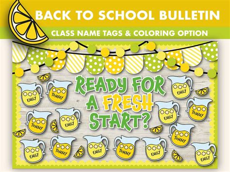 Back To School Bulletin Board Kit Lemon Bulletin Boards Etsy Uk