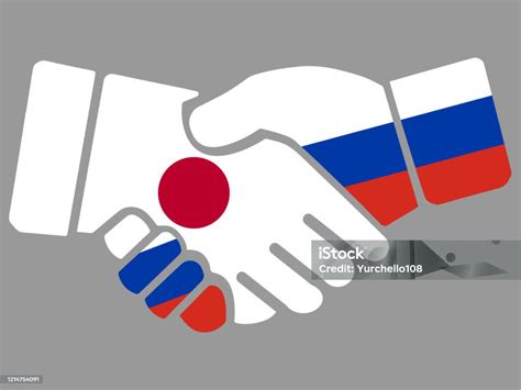러시아 와 일본 플래그 핸드셰이크 벡터 개념에 대한 스톡 벡터 아트 및 기타 이미지 개념 개념 기호 계약서 Istock