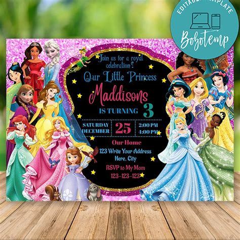 Disney Princess Birthday Invitation Wording
