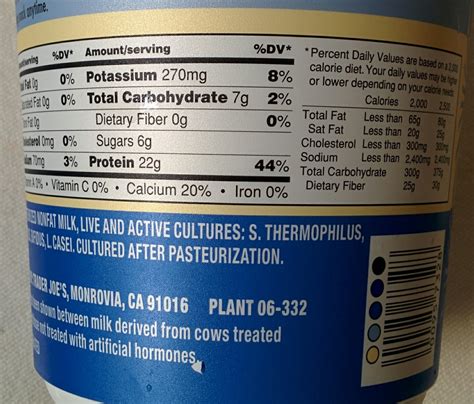 Trader Joes Nutrition Labels Trader Joes Greek Yogurt Nonfat Plain