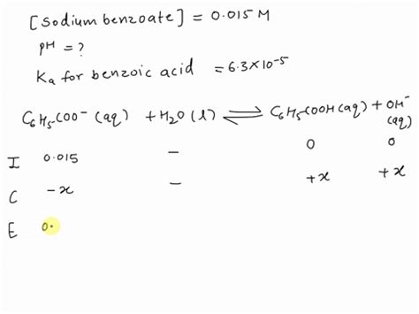 calculate the ph of a solution that is 0050 m benzoic acid and 0045 m sodium benzoate ka for ...