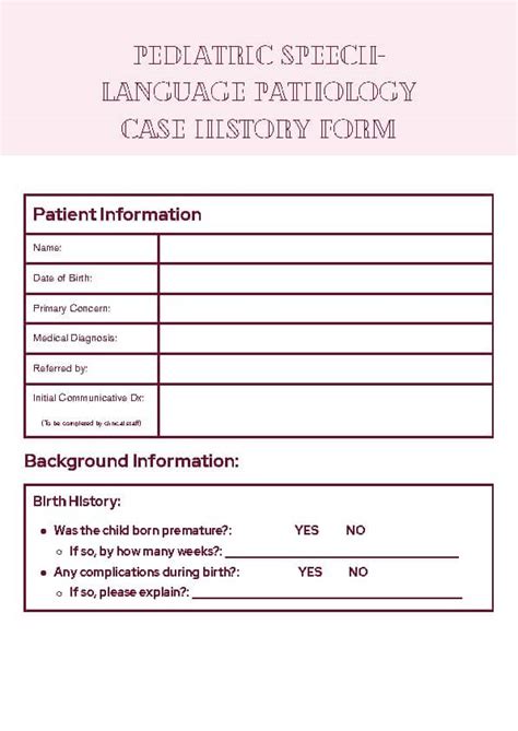 Speech Pathology Case Historyinitial Evaluation By Pediatric Speechie