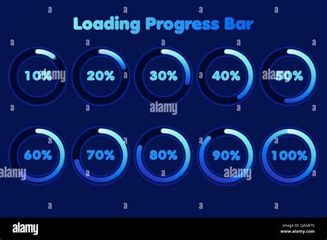 Loading Blue Progress Bar Circle Loading Or Progress Percentage Stock