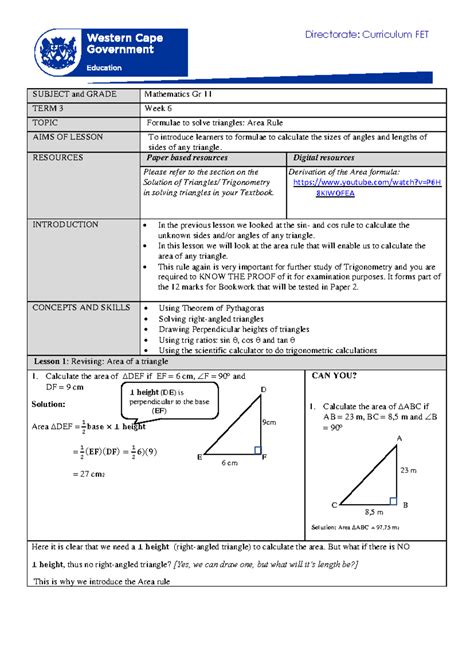 Mathematics Grade 11 Term 3 Week 6 2020 Subject And Grade Mathematics